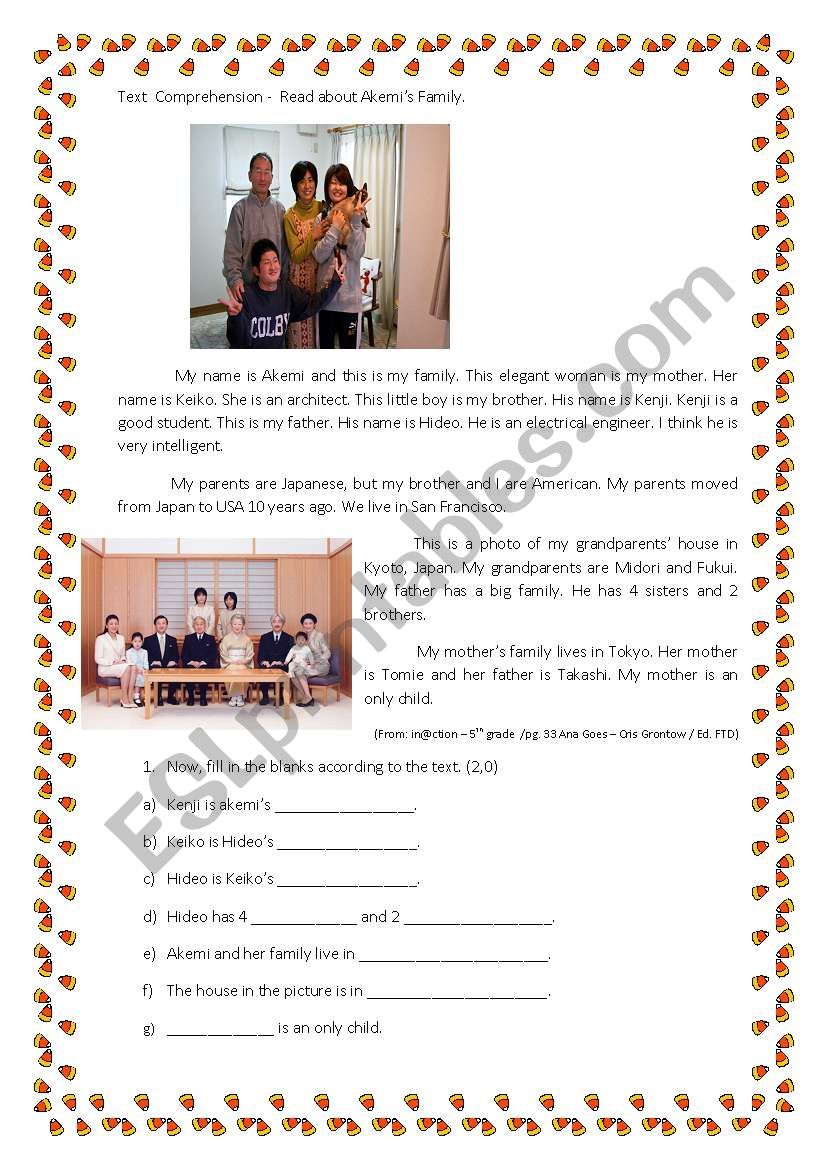 Japan´ family - ESL worksheet by gisele02