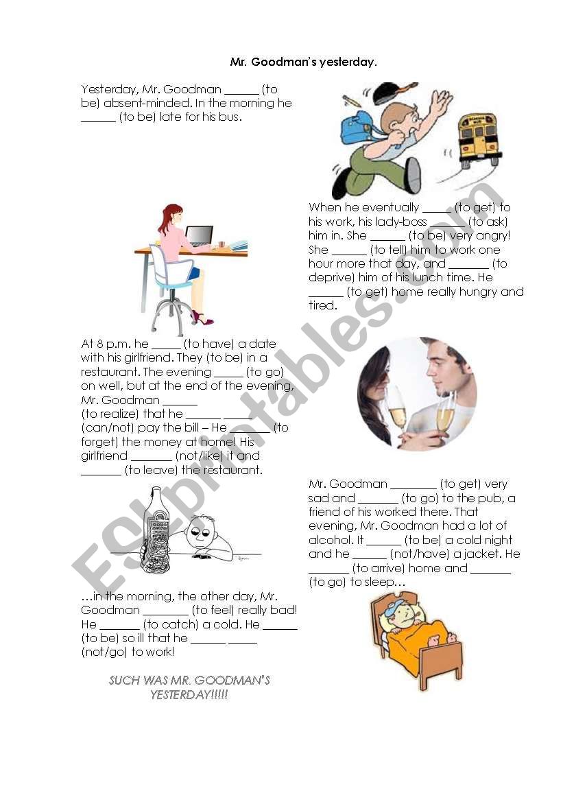 Mr. Goodman´s yeaterday - ESL worksheet by vitlen.85