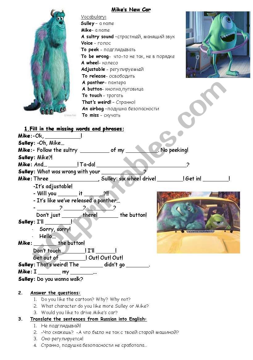 Mike´s New Car - ESL worksheet by parkaleva