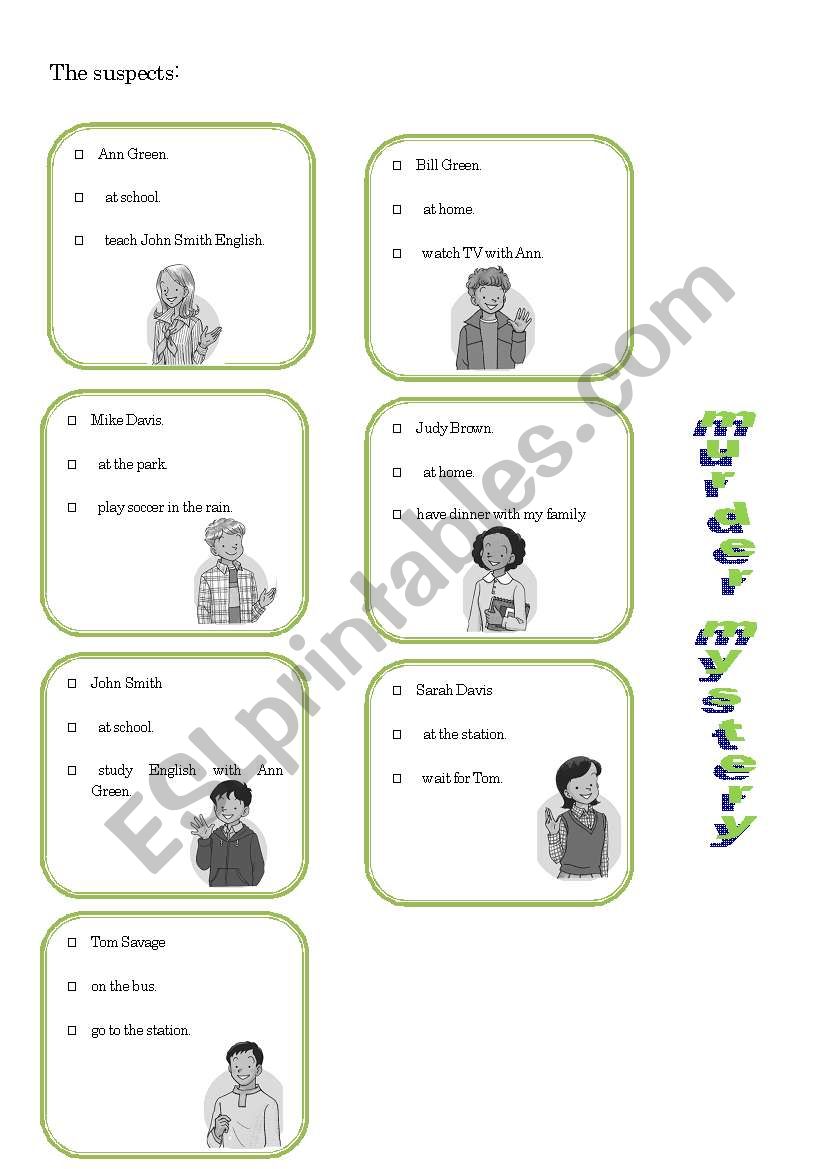 let´s play detective: murder mystery - ESL worksheet by rejjie