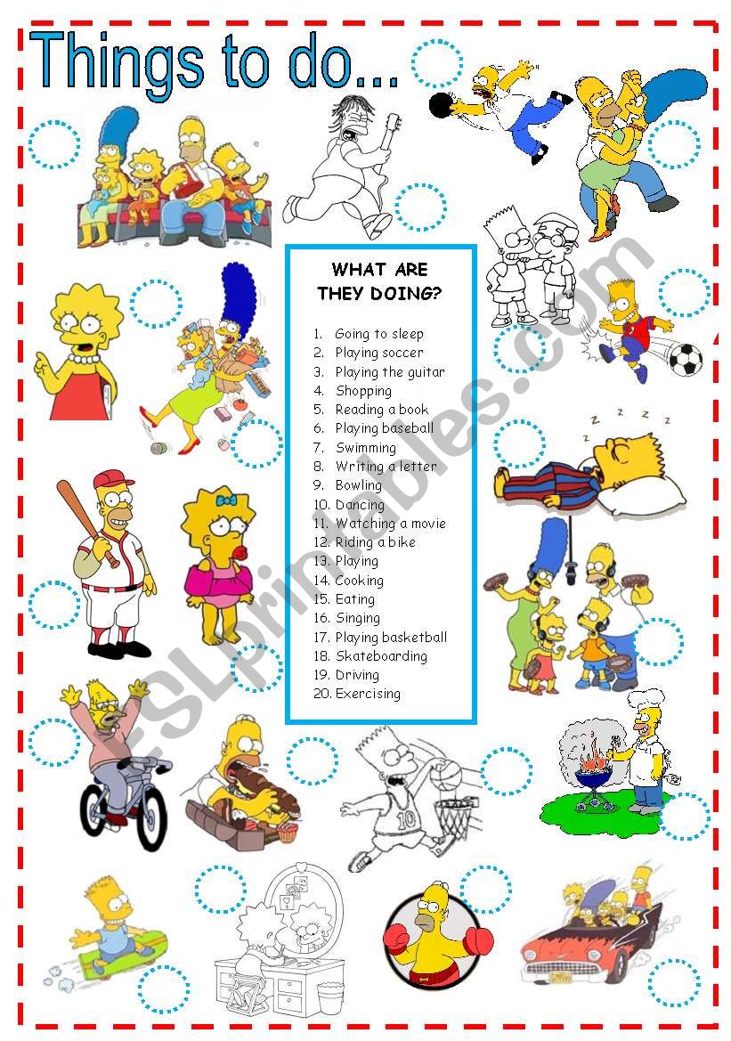 Simpson´s "Things to Do" worksheet - ESL worksheet by bloggins1