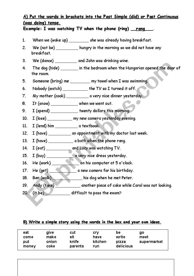 Esl Past Simple Past Continuous Exercises Exercise Poster