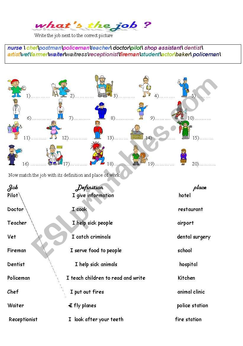 what ´s the job ? - ESL worksheet by primpi