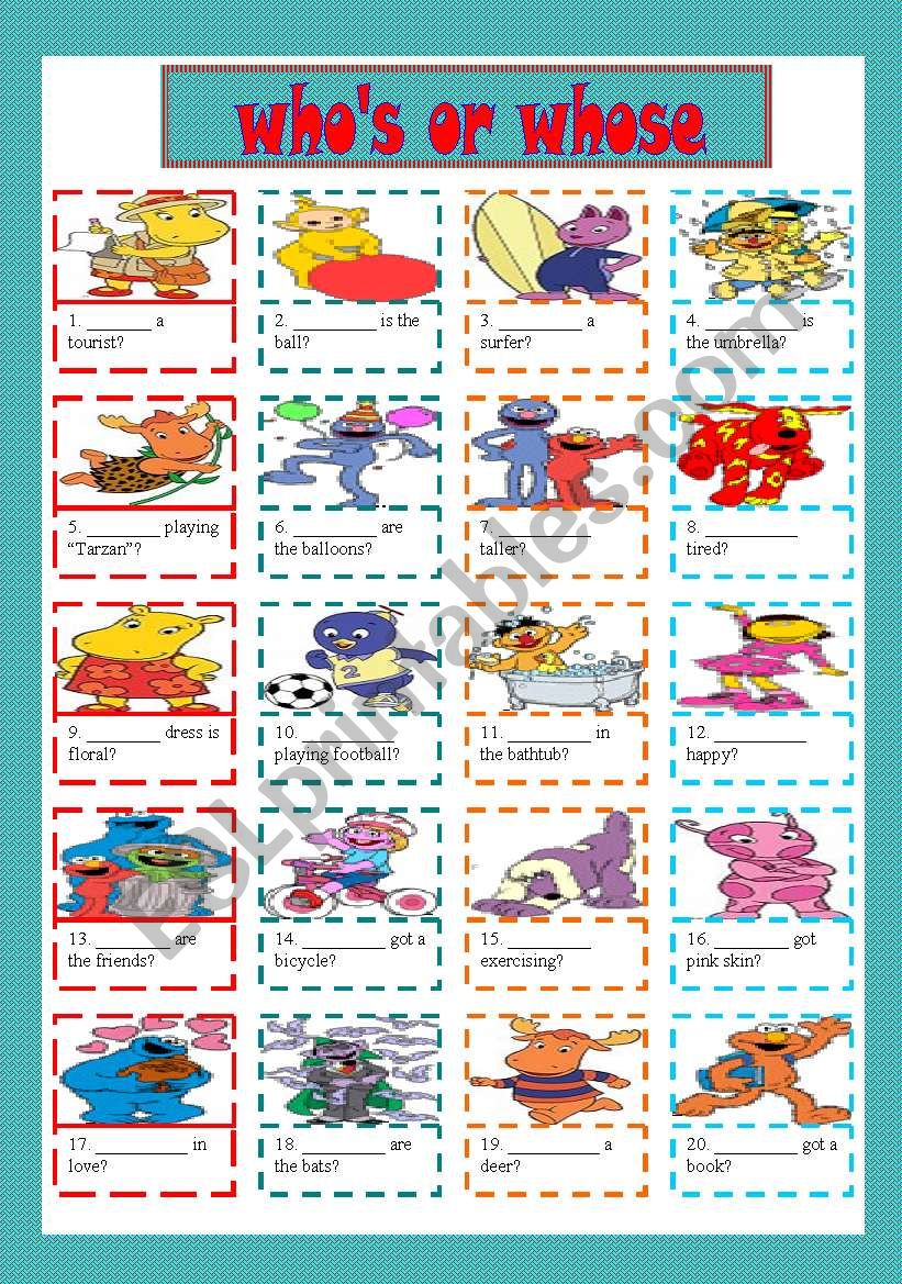 who´s or whose - ESL worksheet by LILIAAMALIA