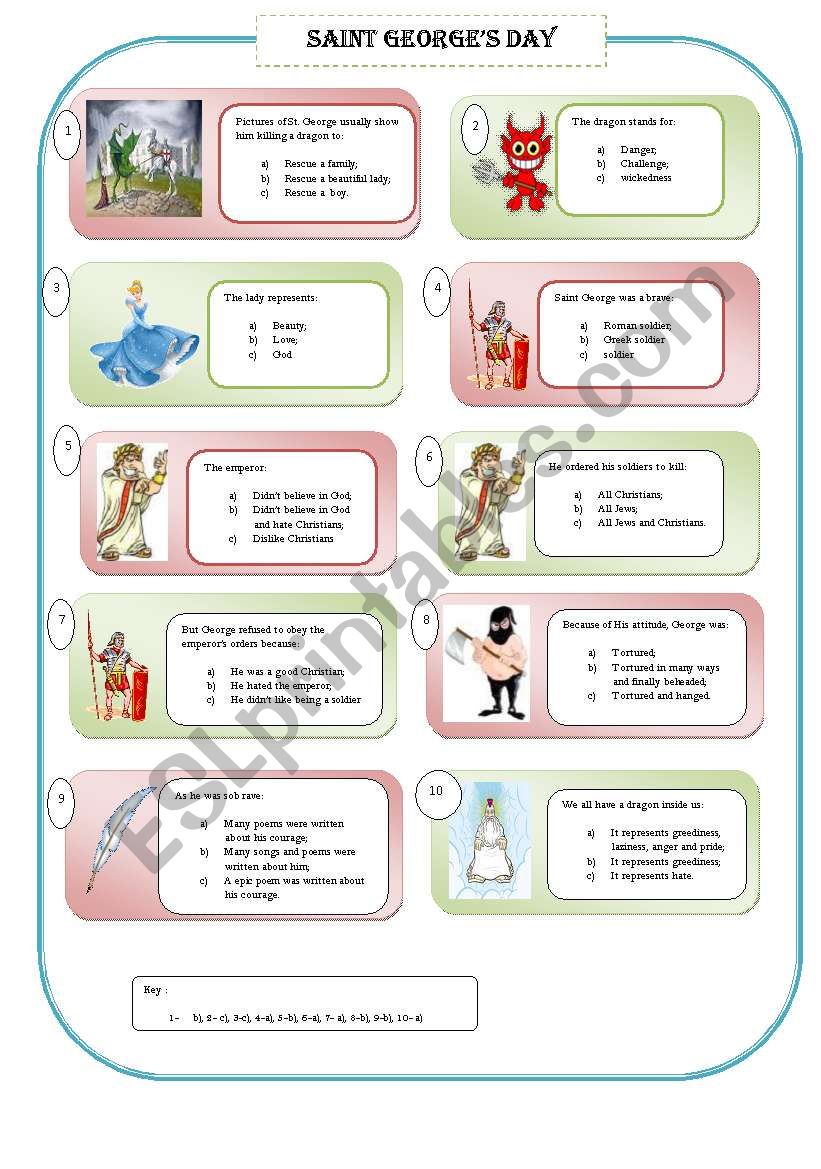 SAINT GEORGE´S DAY + STORY - ESL worksheet by ascincoquinas