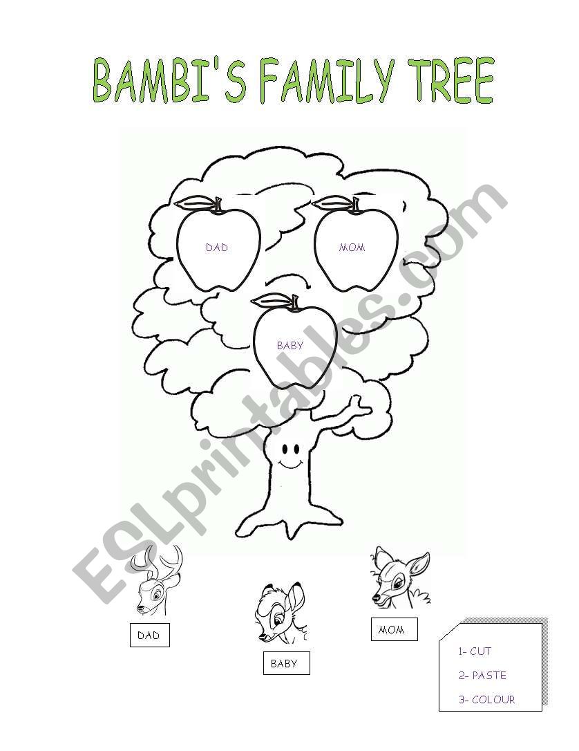 Bambi´s family tree - ESL worksheet by Vero Gallard