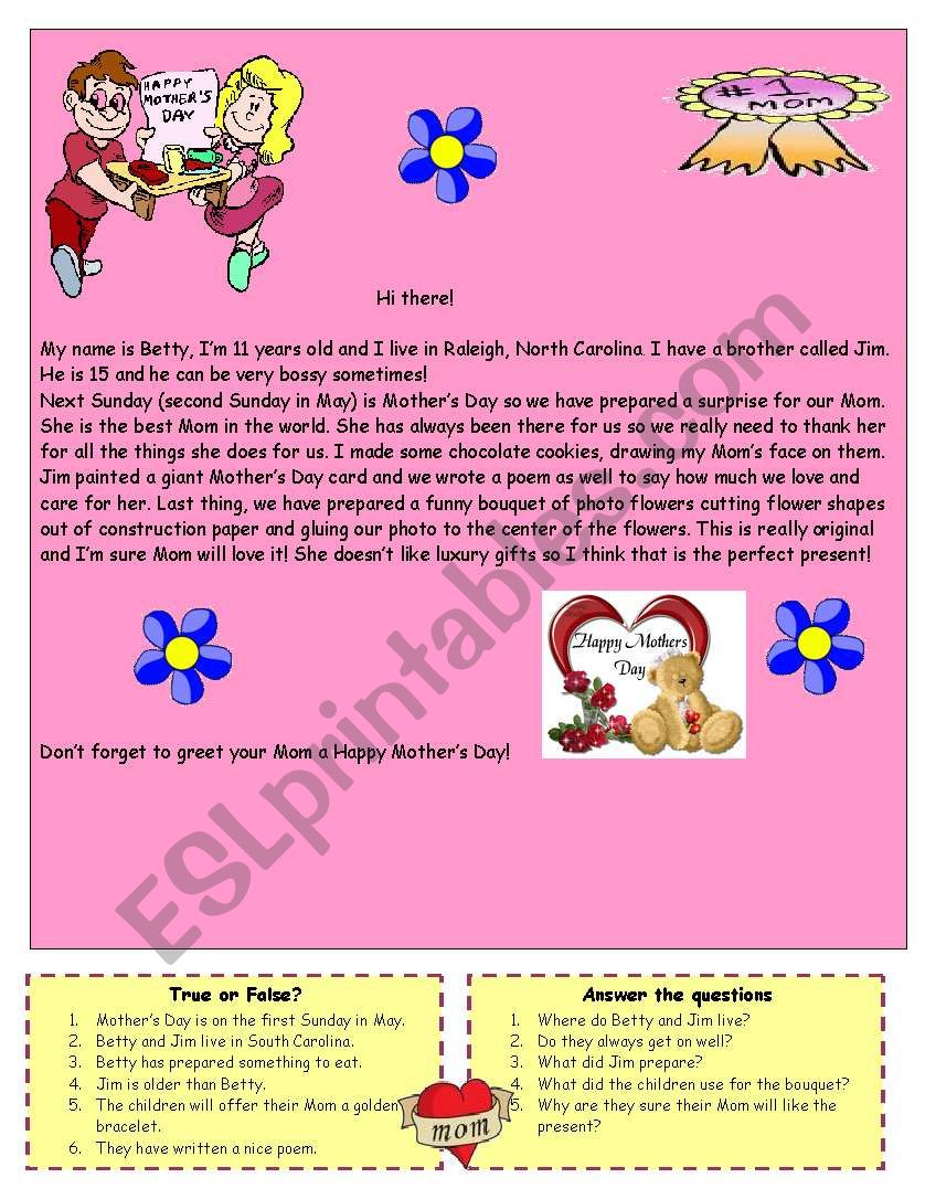 Happy Mother´s Day! - ESL worksheet by gdinca