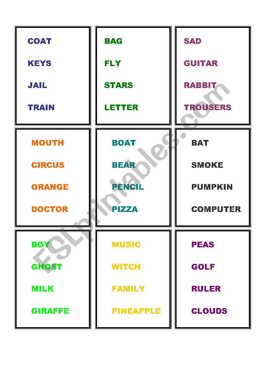 Pictionary Cards Printable Printable New Years Eve Pictionary For Your