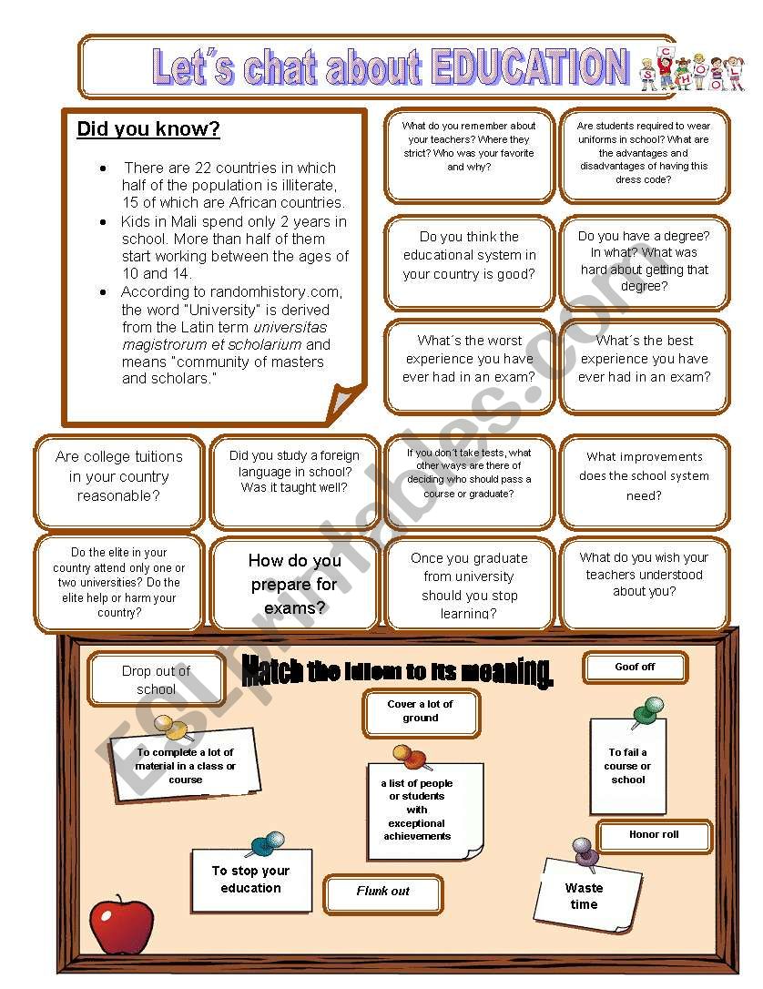 Let´s chat about EDUCATION - ESL worksheet by swanhime