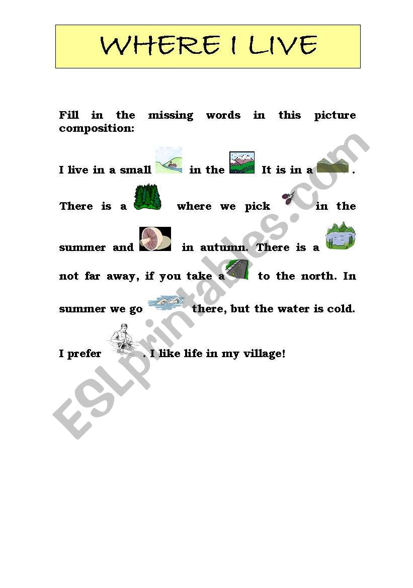 Where I Live ESL Worksheet By Crisholm