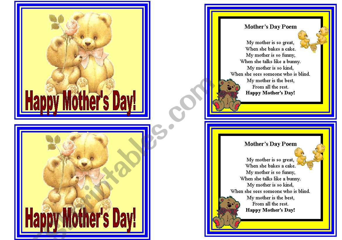 Mother´s Day Card CRAFT (*A Big Hug-I love you this Much*) Cut & Past ...