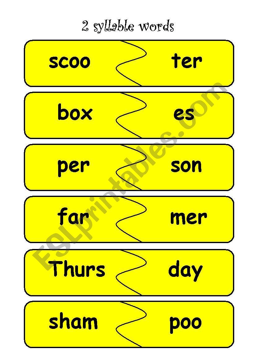 Syllable Words Puzzles ESL Worksheet By Fleur, 41% OFF