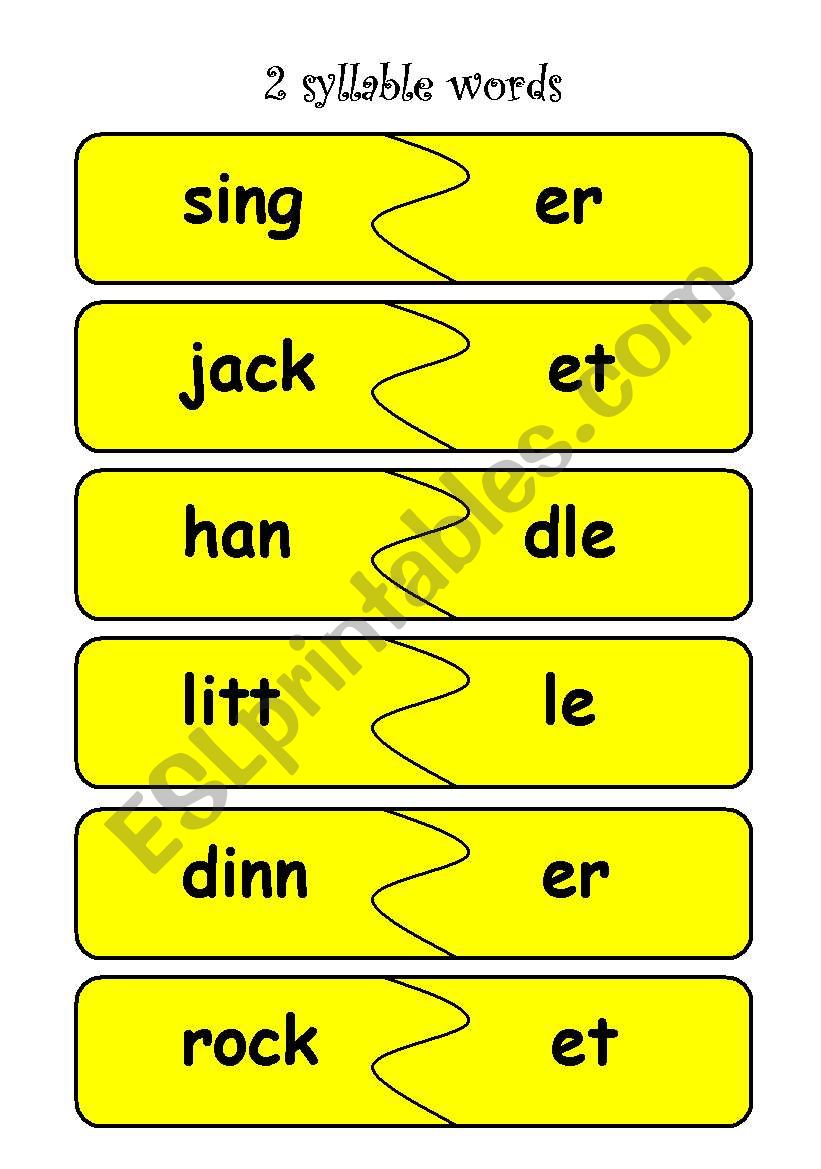 Syllable Words Puzzles ESL Worksheet By Fleur, 41% OFF