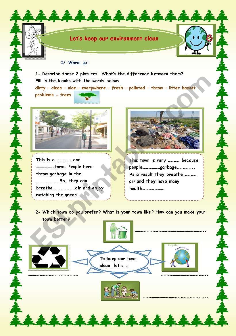 Let´s keep our environment clean - ESL worksheet by nessrine78
