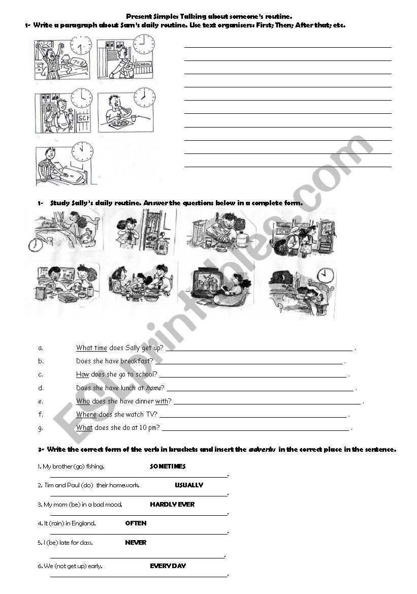 Present Simple: Talking about someone’s routine. - ESL worksheet by ...