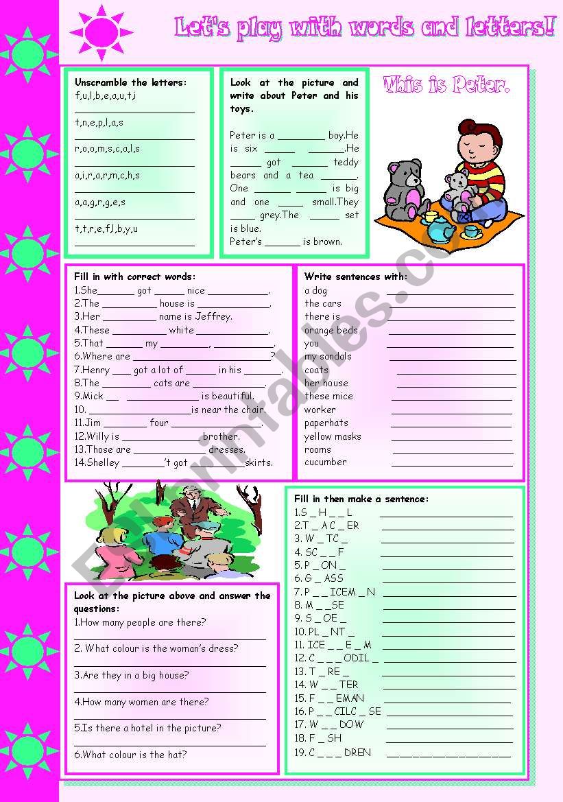 Let´s play with words and letters! - ESL worksheet by sictireala8