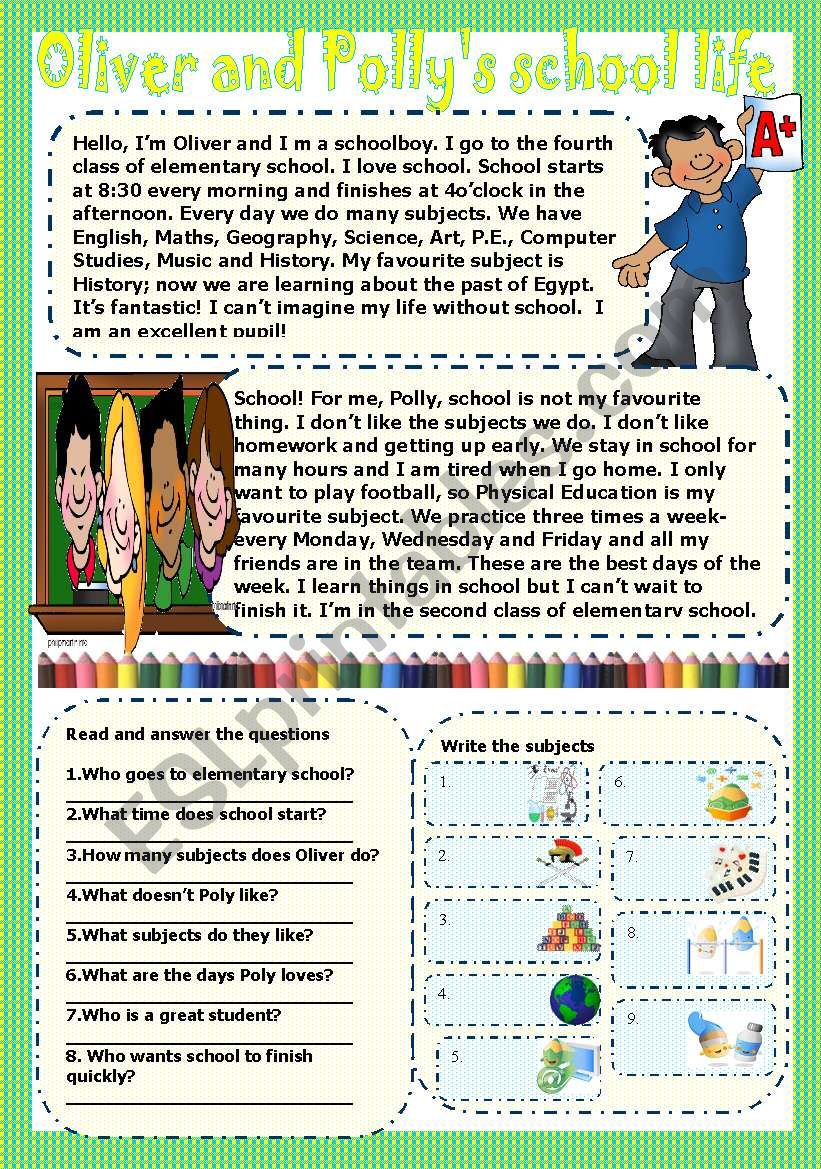 School life worksheets