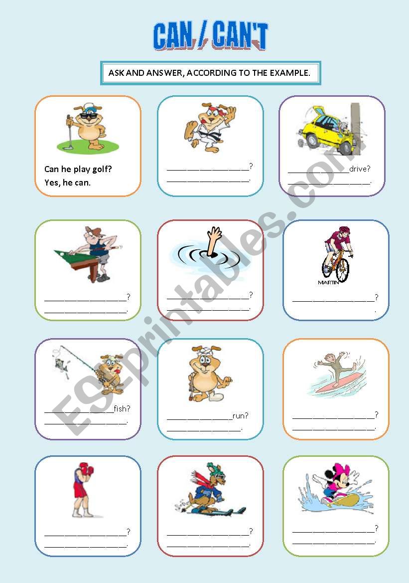 CAN / CAN´T - ESL worksheet by sandytita