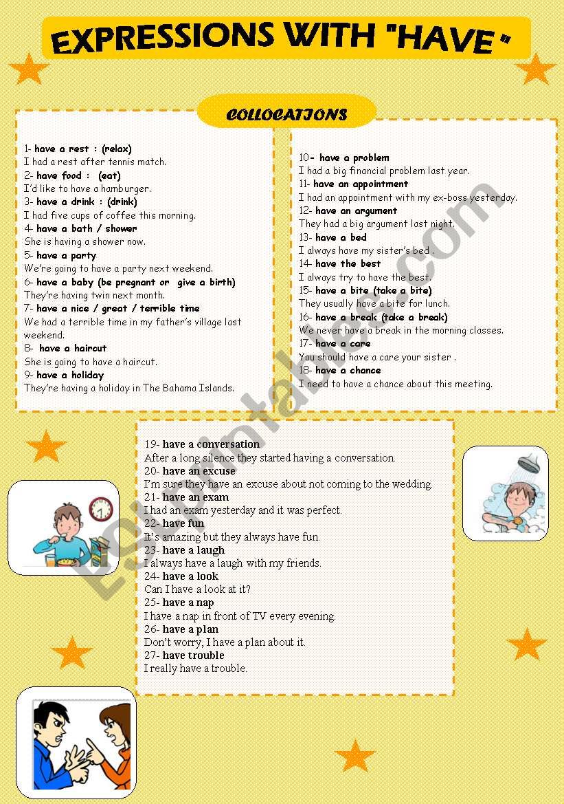 EXPRESSIONS WITH ´´HAVE´´ - ESL worksheet by nazan bzkrt