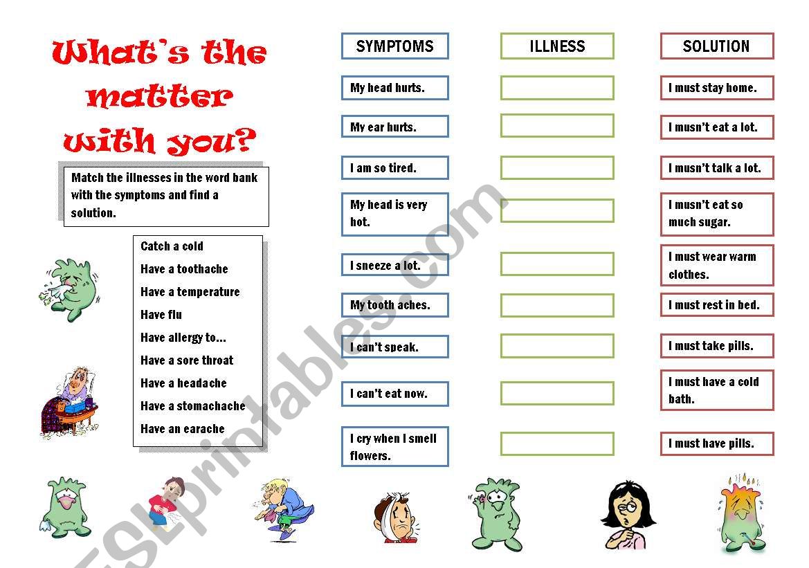 What´s the matter with you? - ESL worksheet by dubison