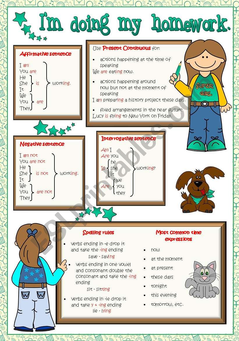 do homework sentence