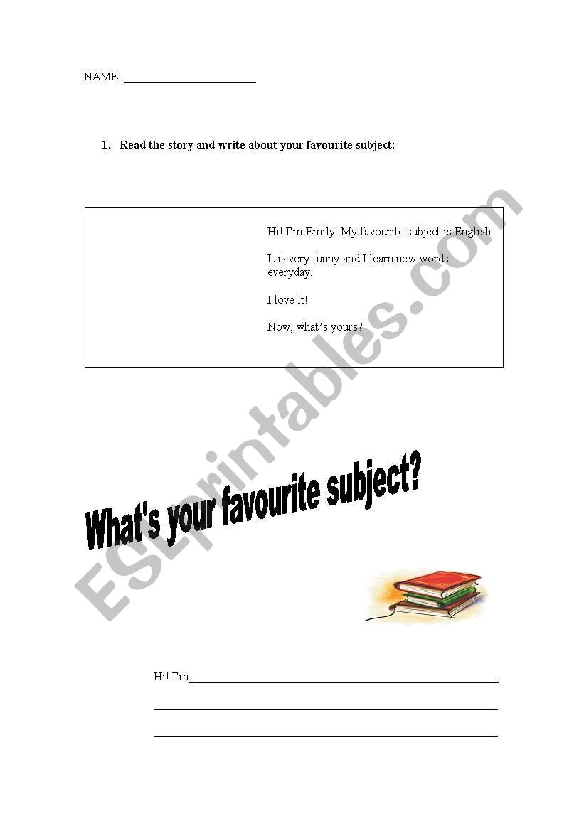 English worksheets: What´s your favourite subject?
