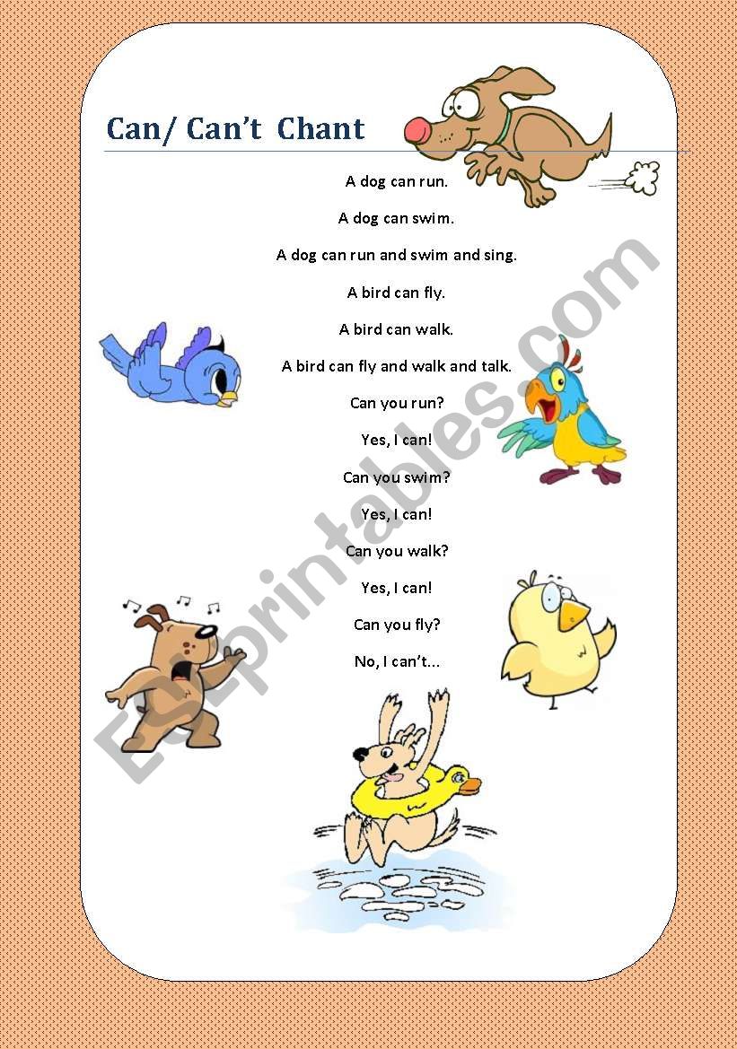 Can Can´t Chant - ESL worksheet by OlgaD86
