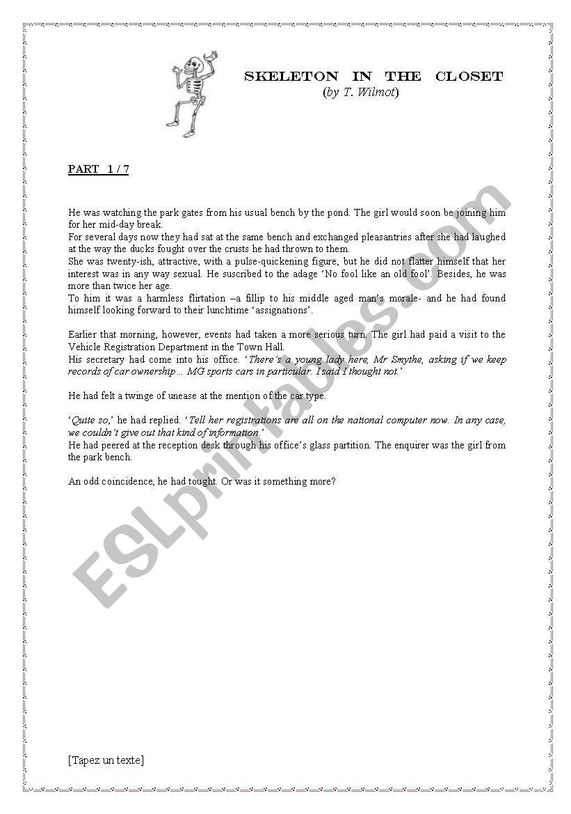 ´Skeleton in the closet´ part 1: the first 5 pages of an amazing short ...