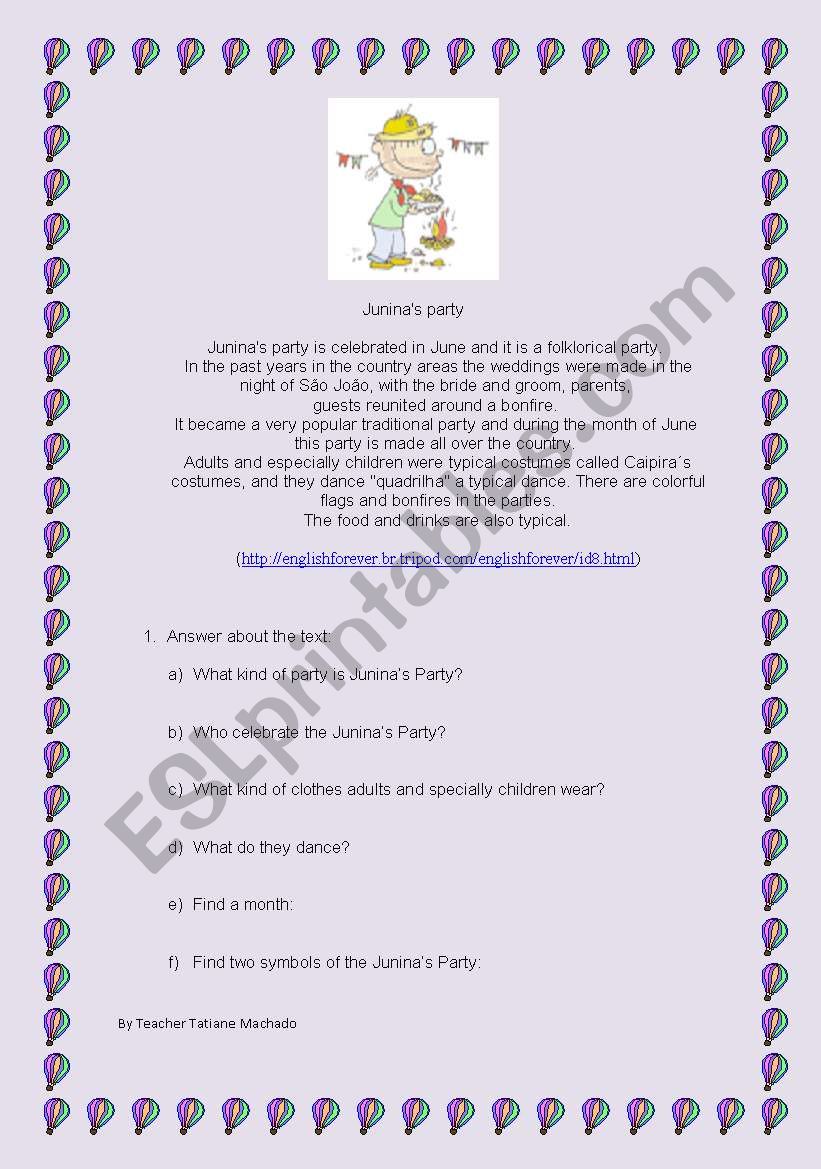 English worksheets: June´s Party