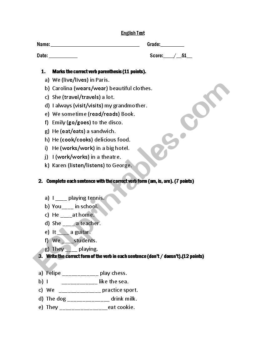 test english 8° basic - ESL worksheet by pilyleo