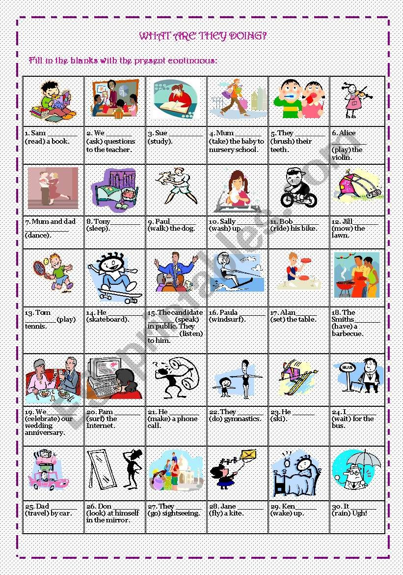 WHAT ARE THEY DOING ESL Worksheet By Dinglesazara
