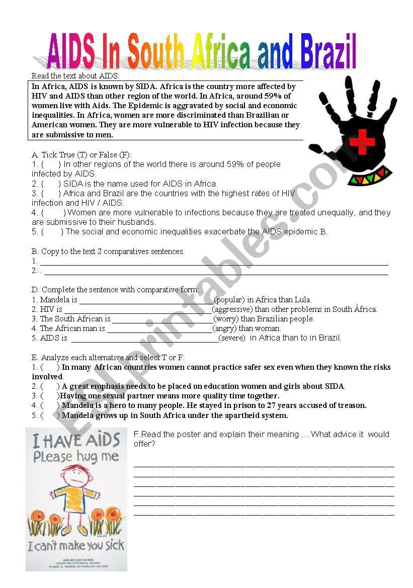 AIDS ESL Worksheet By Jucassol
