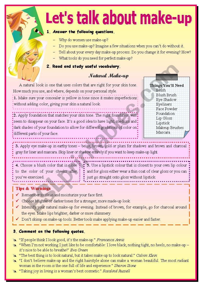 Let´s talk about make-up - ESL worksheet by katrinz
