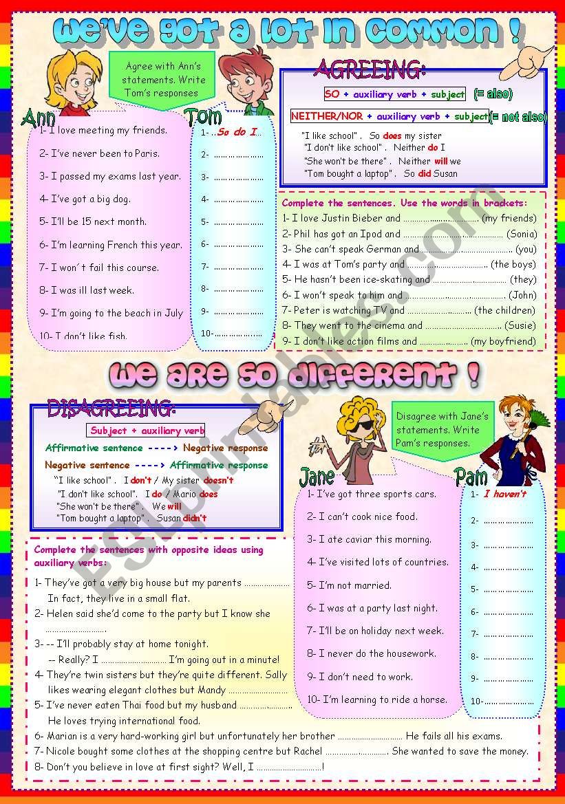 WE´VE GOT A LOT IN COMMON / WE ARE SO DIFFERENT (SO DO I / NEITHER DO I ...