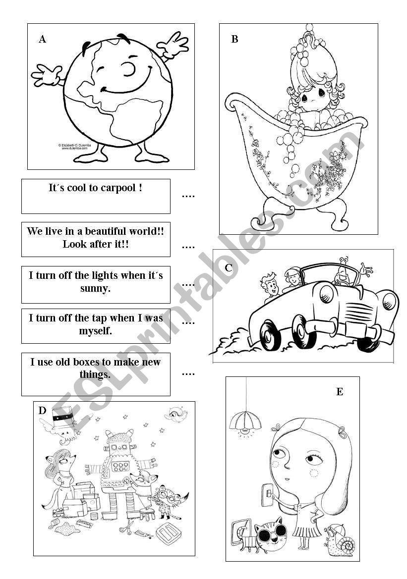 Mix and Match - save the planet - ESL worksheet by victoria.fair