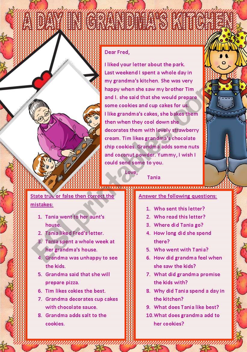 A DAY IN GRANDMA´S KITCHEN - ESL worksheet by Dana Dana
