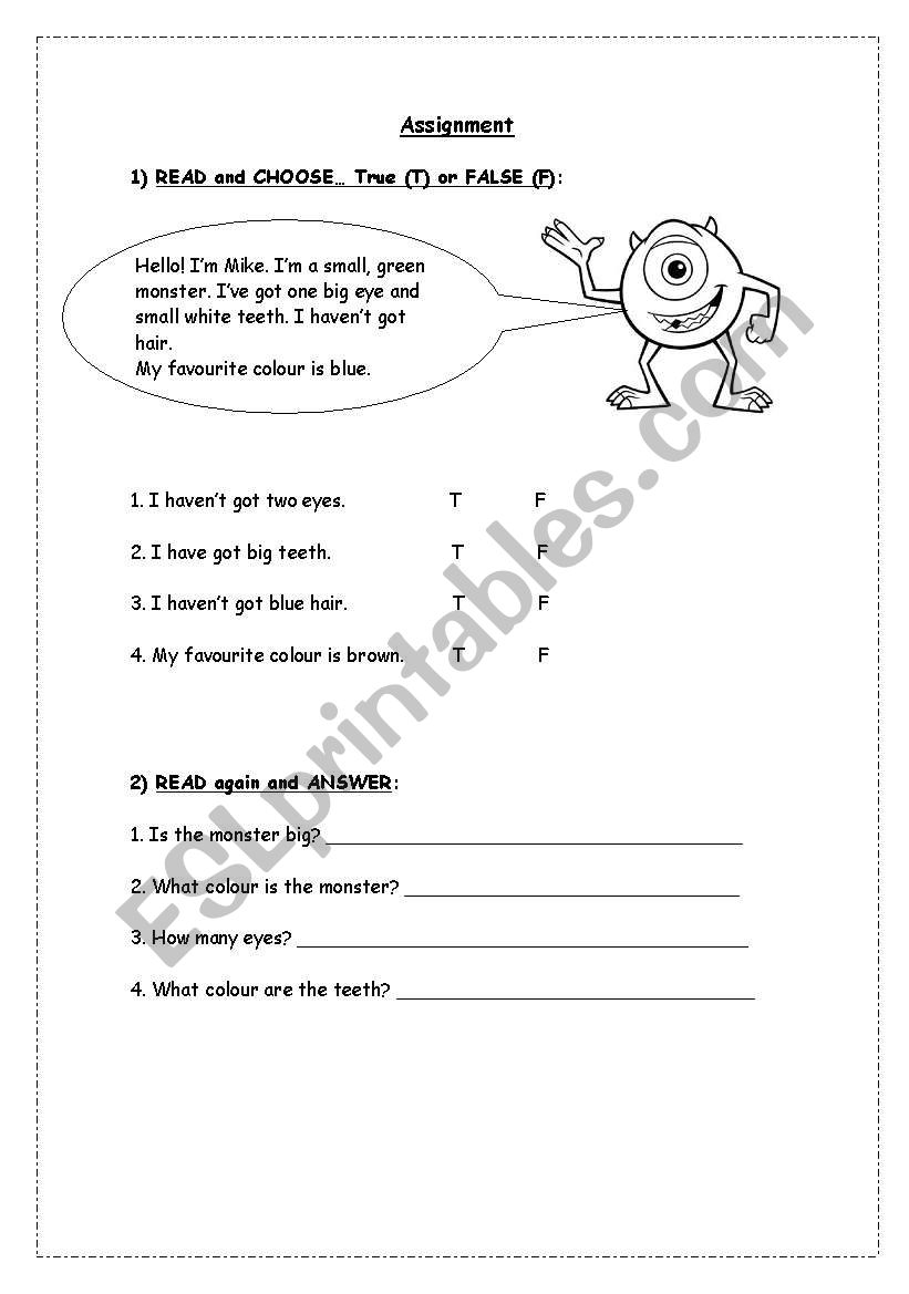 I´ve got a monster! - ESL worksheet by majocasciaro