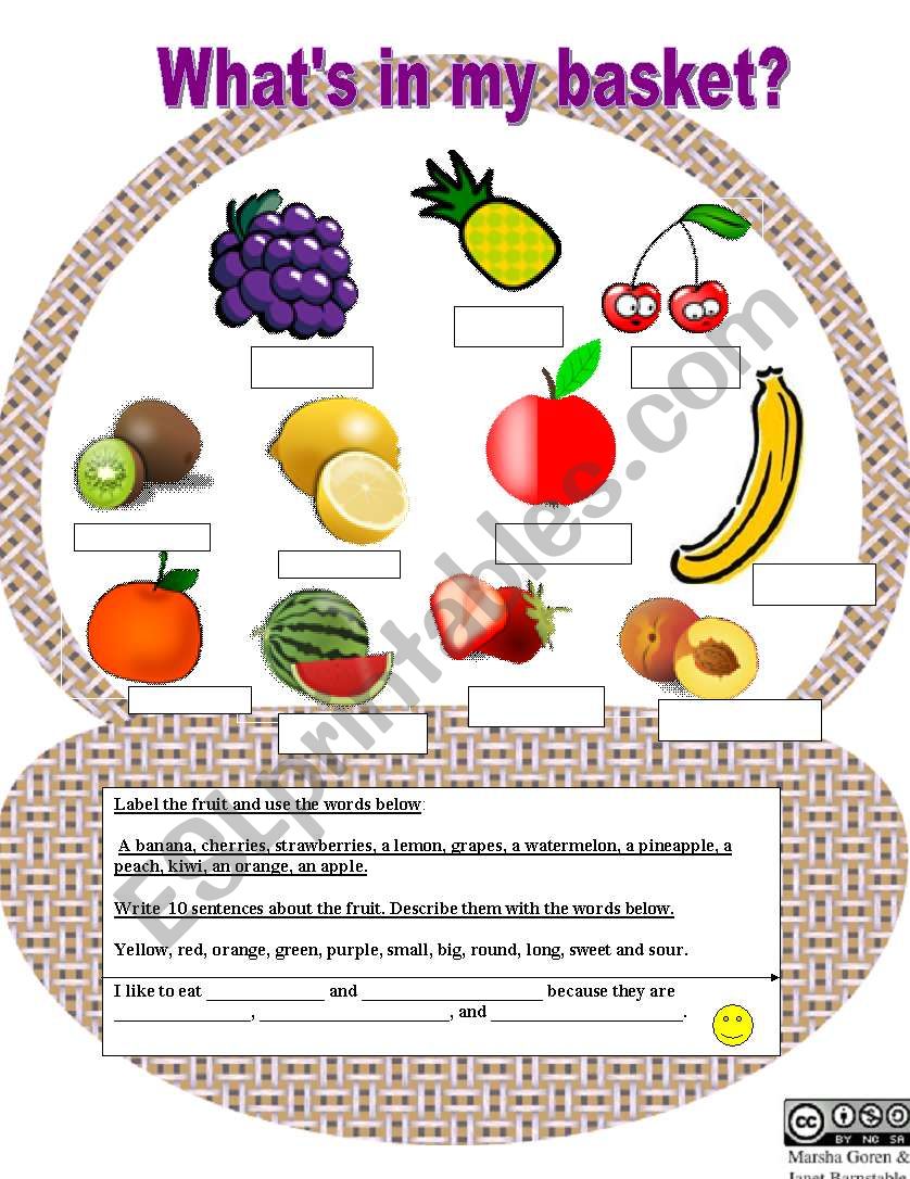 What´s in my basket? Fruit delicious fruit. - ESL worksheet by moma