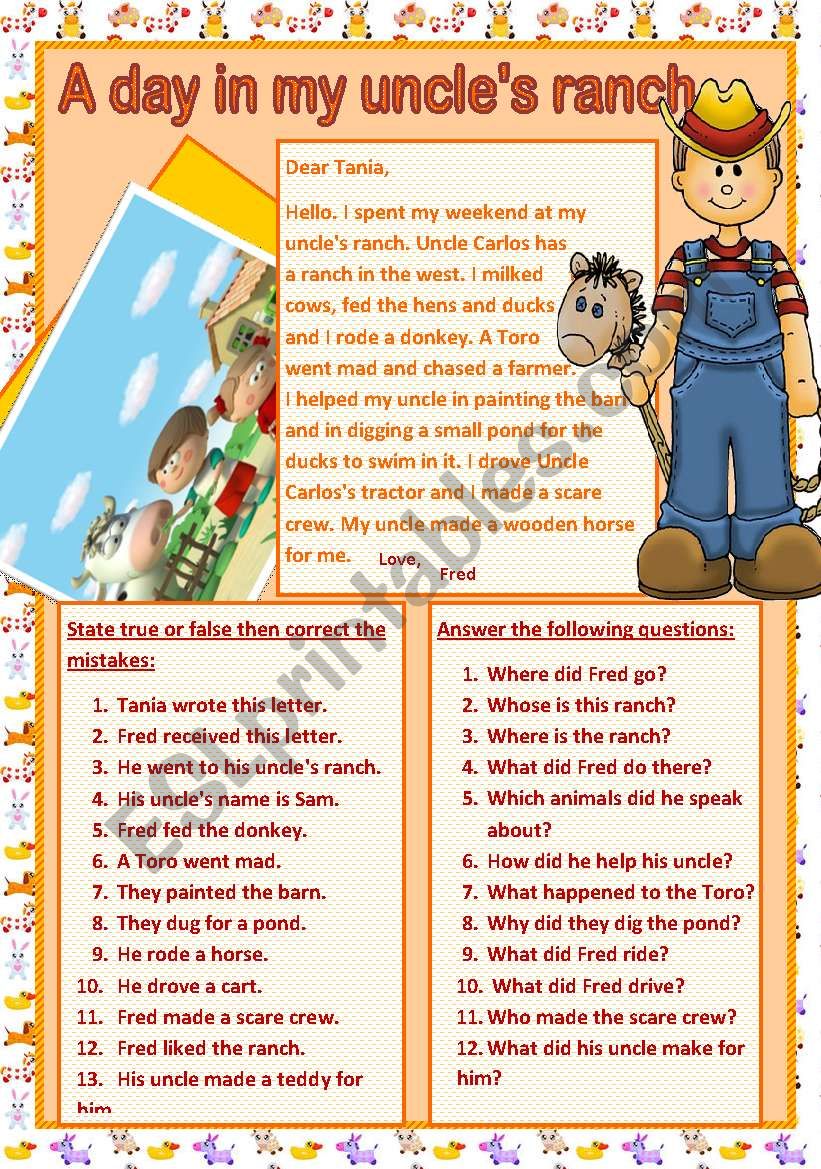 A day in my uncle´s ranch - ESL worksheet by Dana Dana