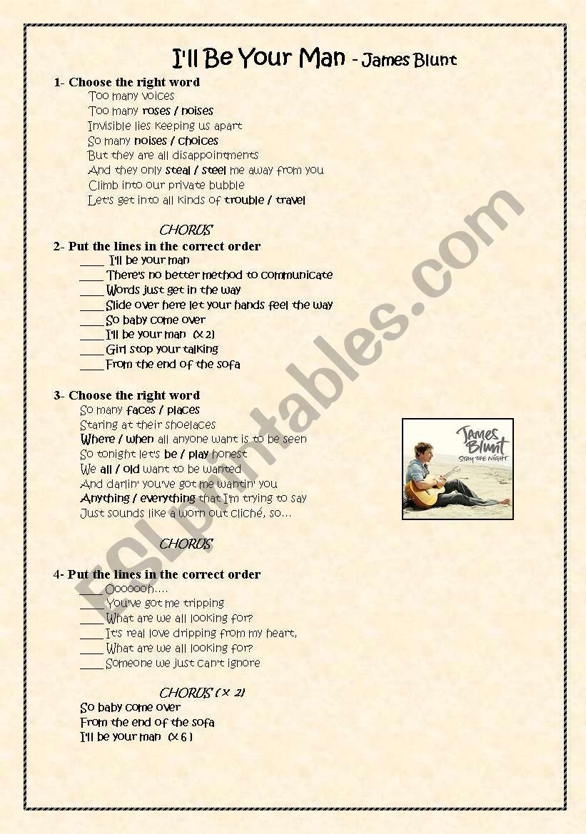 I´ll Be Your Man song worksheet - ESL worksheet by Miss Paulaey