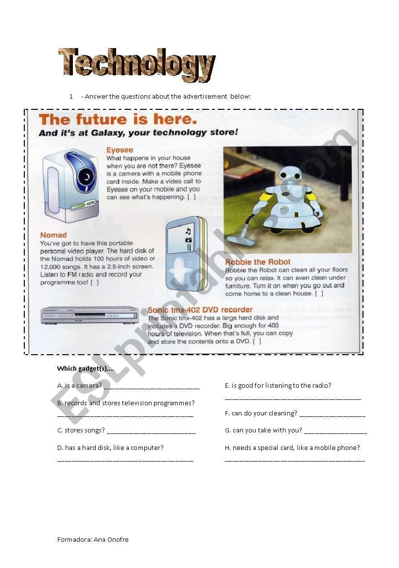 Technology - ESL worksheet by anyataide Technology - ESL worksheet by anyataide
