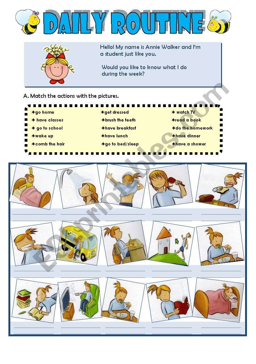 Annie´s daily routine - ESL worksheet by freddy