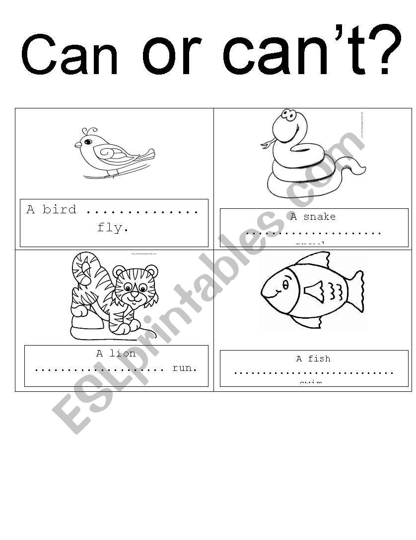 English worksheets: Can or can´t
