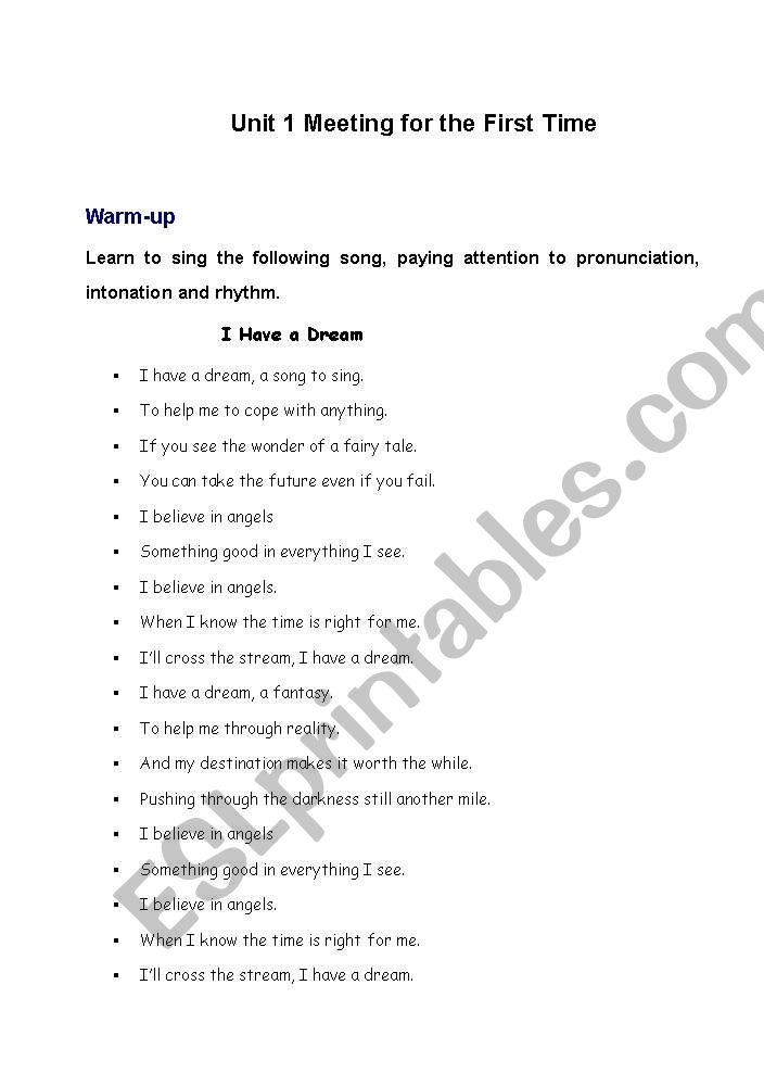 Oral Communication 1£º Meeting for the first time - ESL worksheet by ...