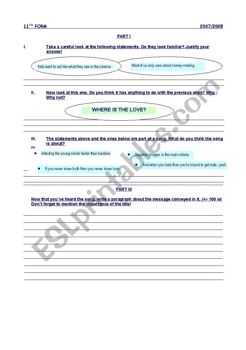 Where´s the love - ESL worksheet by graca pereira