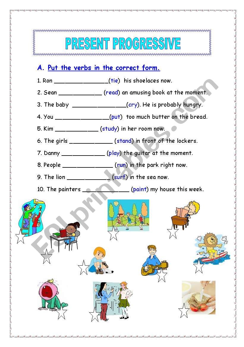PRESENT PROGRESSIVE ESL Worksheet By Agami