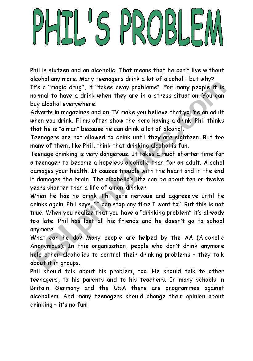 Phil´s Problem - ESL worksheet by Krümel