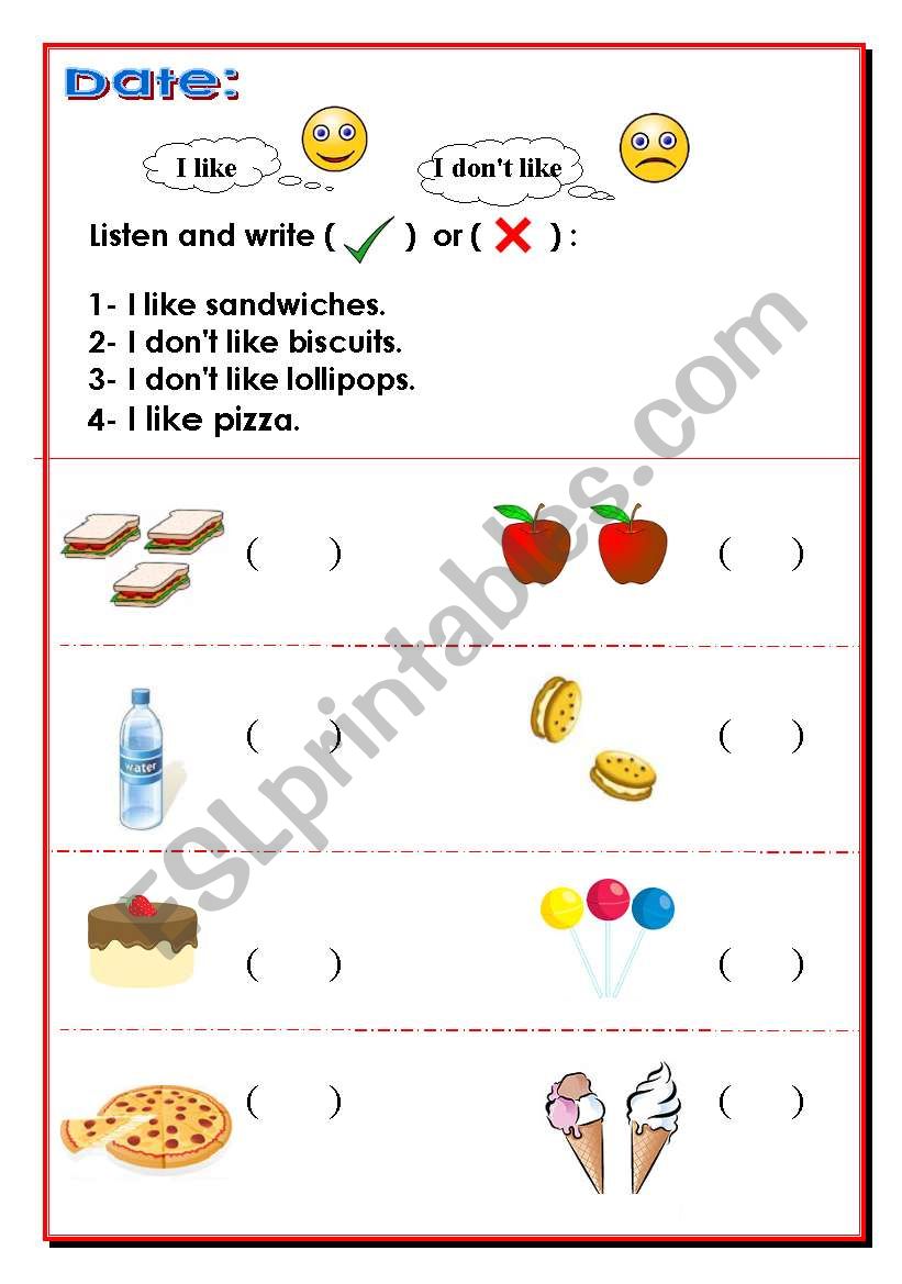 I like and I don´t like. - ESL worksheet by Zeyad Mohamed