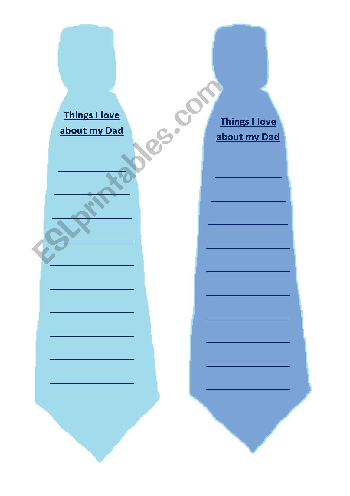 Father´s day gift - Things I love about my Dad - ESL worksheet by azzay