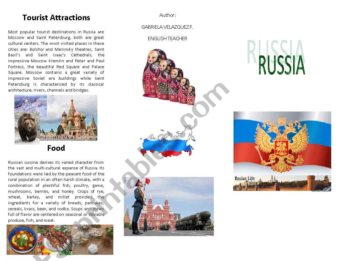 Russia´s brochure - ESL worksheet by gabyvelaflor